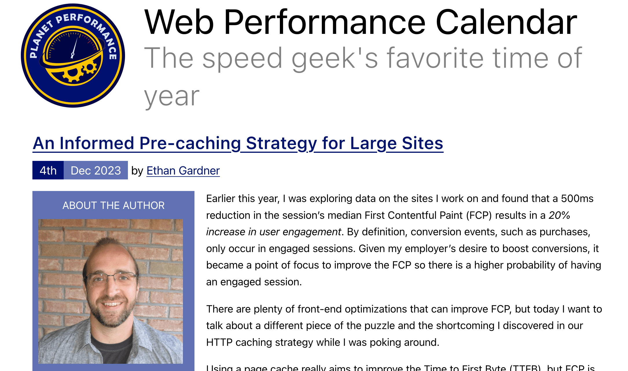 Web Performance Calendar » An Informed Pre-caching Strategy for Large Sites Web Performance Calendar » An Informed Pre-caching Strategy for Large Sites
